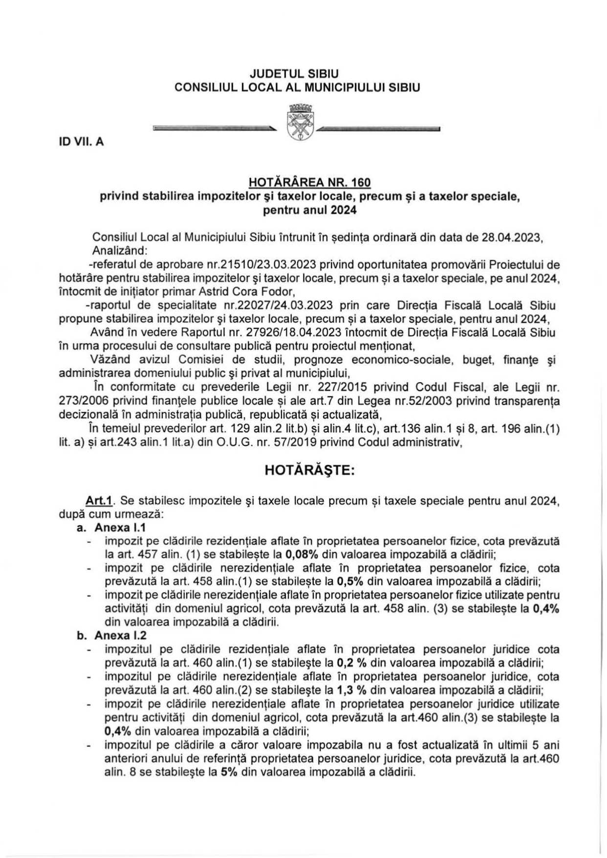 Taxe si Impozite Sibiu – Informatii Actualizate 2024